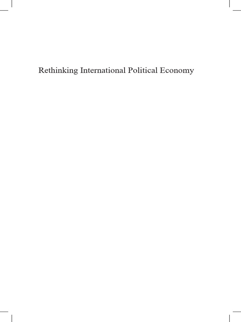 Cohen, B. (2022) Rethinking International Political Economy - UK ...