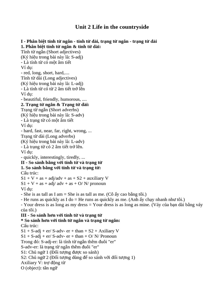 Unit 2 Life in The Countryside | PDF