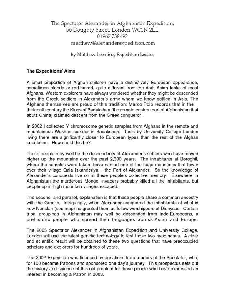 The Spectator Alexander in Afghanistan Project - Matthew Leeming | PDF ...