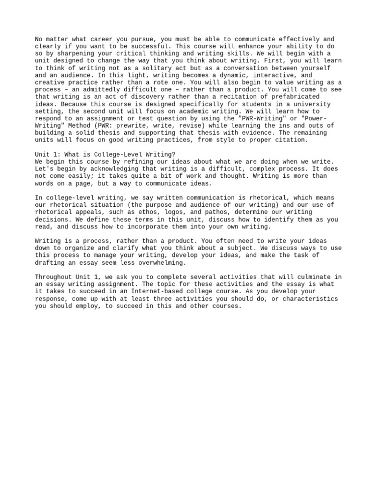 What Is College-Level Writing | PDF | Rhetoric | Essays
