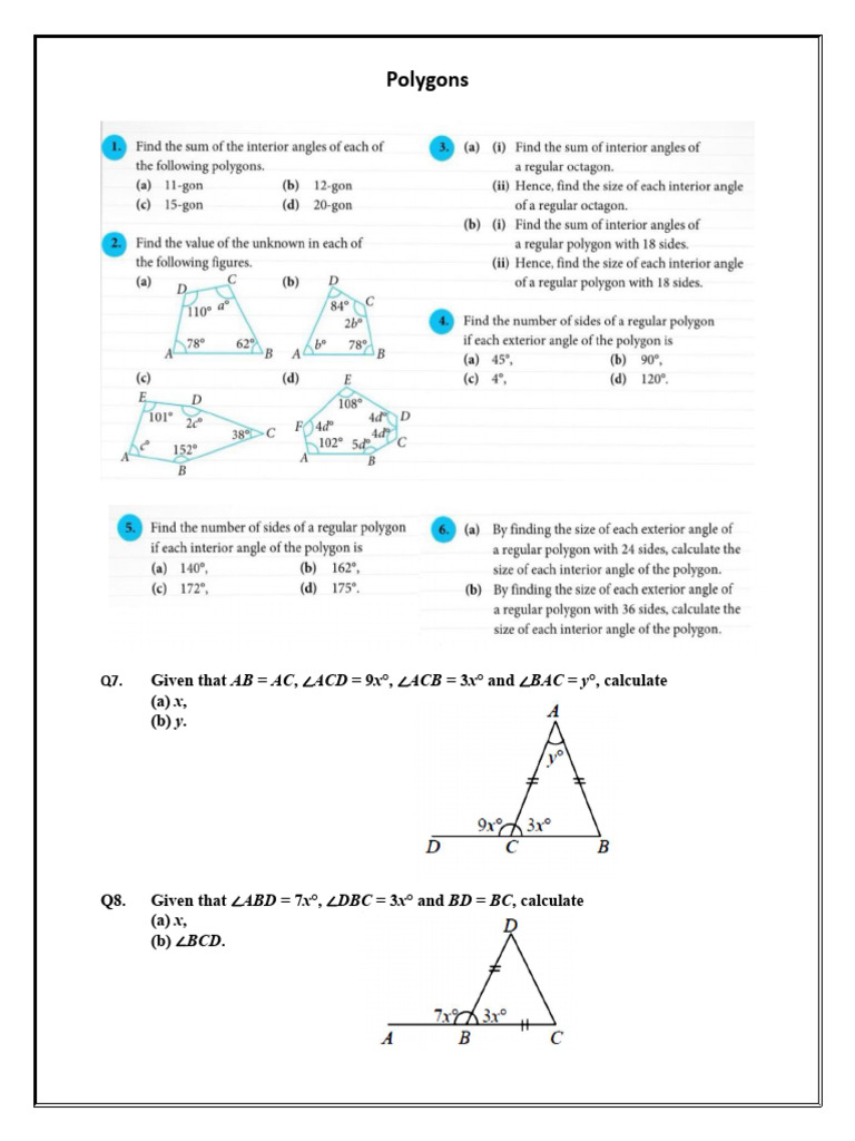 Polygons Worksheet G8 | PDF