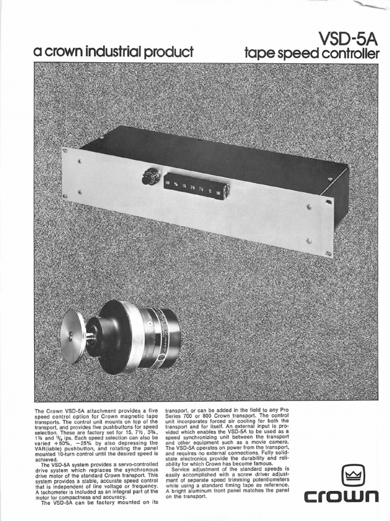 Crown VSD-5A Tape Speed Controller | PDF