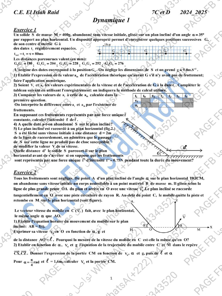 Série Dynamique 7C&D École Privée Islah Raid 2024 2025 | PDF