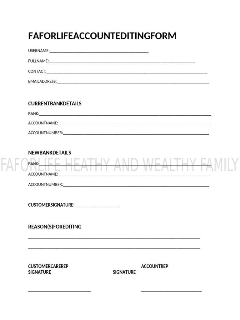 Account Editing Form for Faforlife | PDF