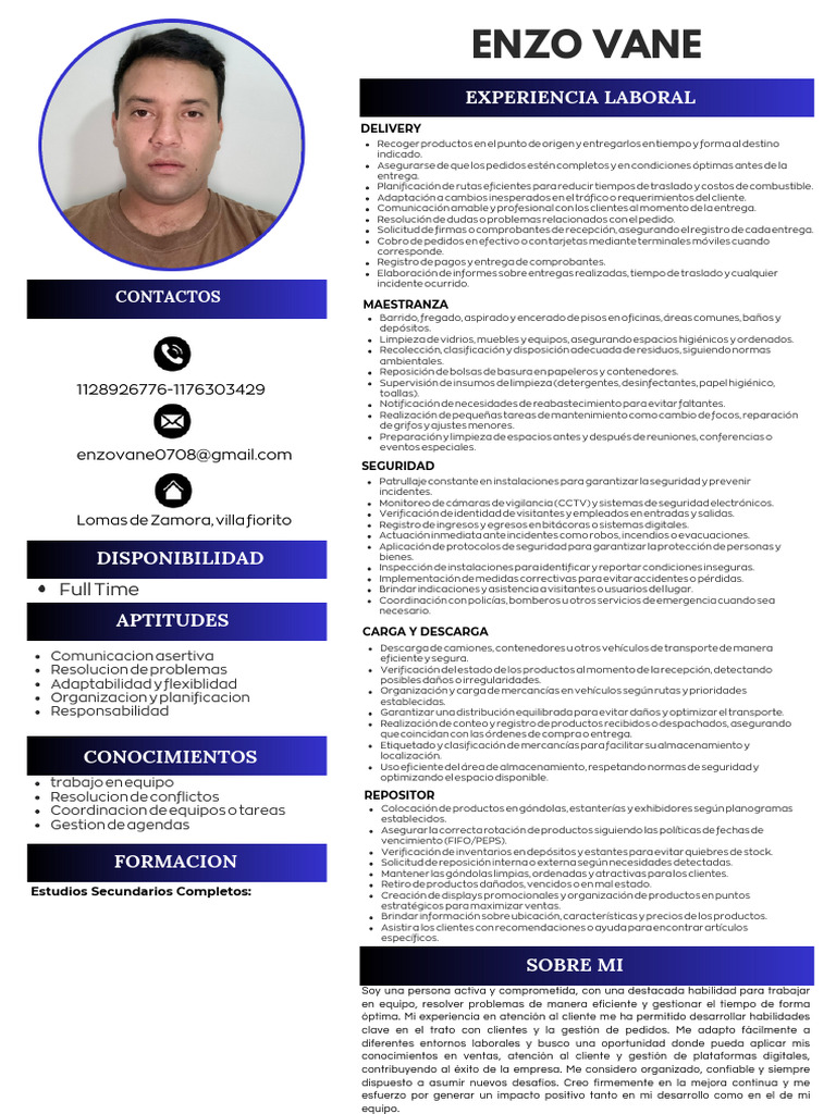 Enzo Vane CV | PDF | Residuos
