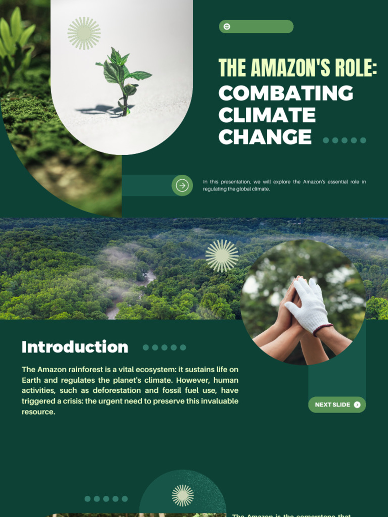 Green and Dark Green Geometric Climate Change Presentation | PDF
