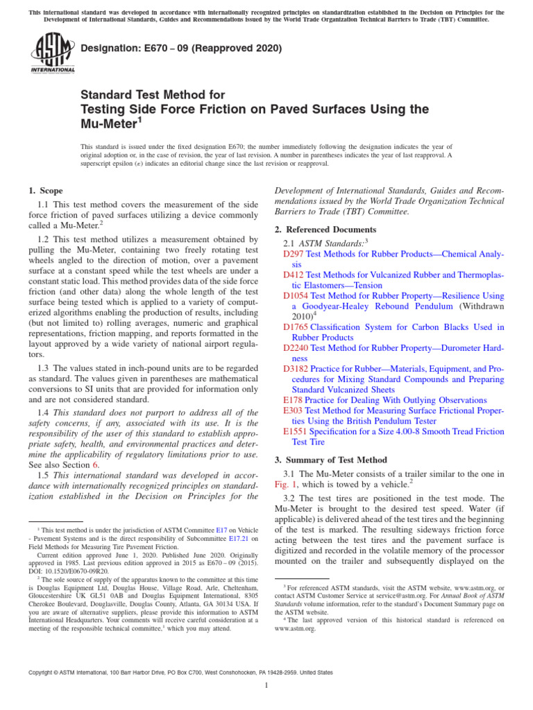 Standard Test Method For Testing Side Force Friction On Paved Surfaces ...