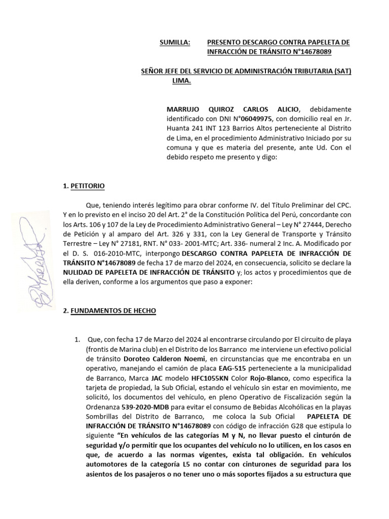 Carlos Marrujo Desc | PDF | Nulo (ley) | Justicia