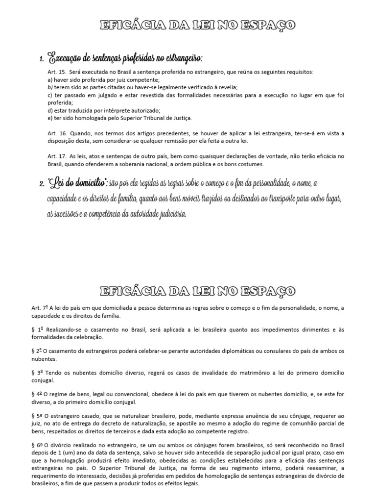 Eficácia da Lei no Espaço: Aspectos Jurídicos | PDF | Divórcio ...