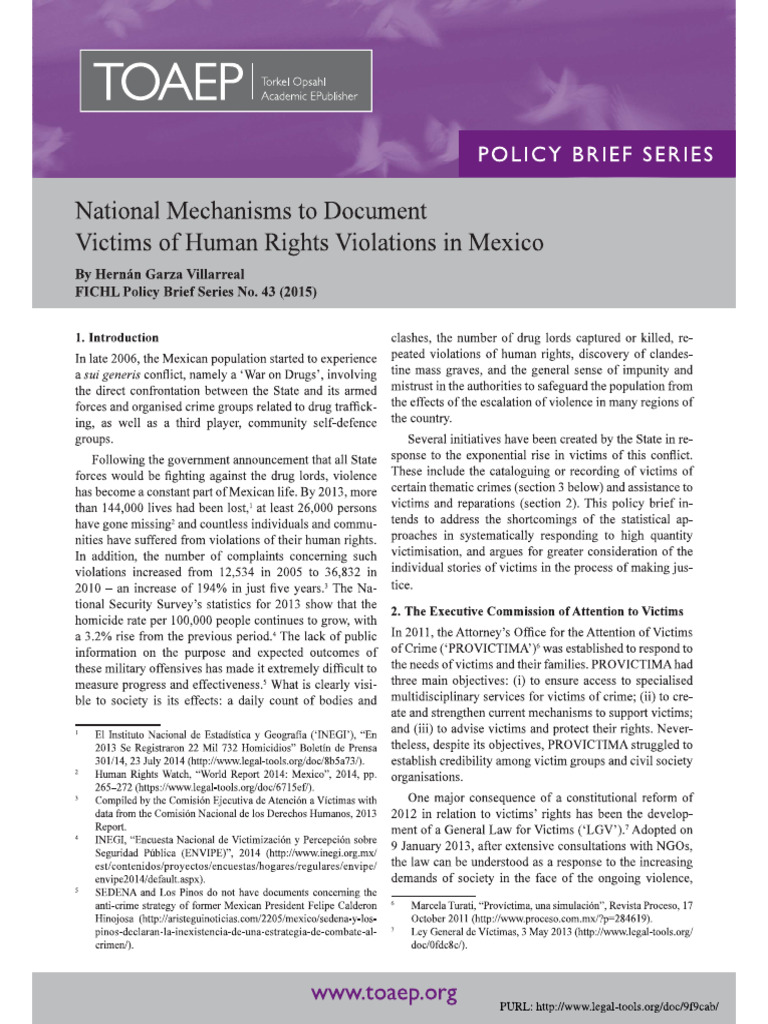 National Mechanisms to Document Victims of Human Rights Violations | PDF