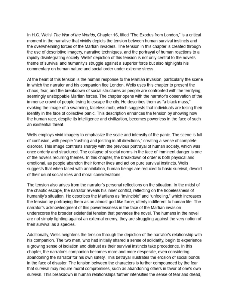 Literature Essay - War of The Worlds | PDF | The War Of The Worlds