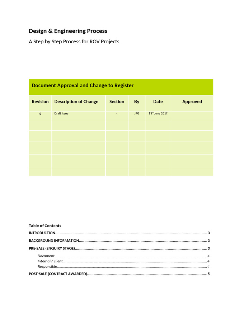 Design & Engineering Process - ROV Engineering | PDF | Specification (Technical Standard) | Risk