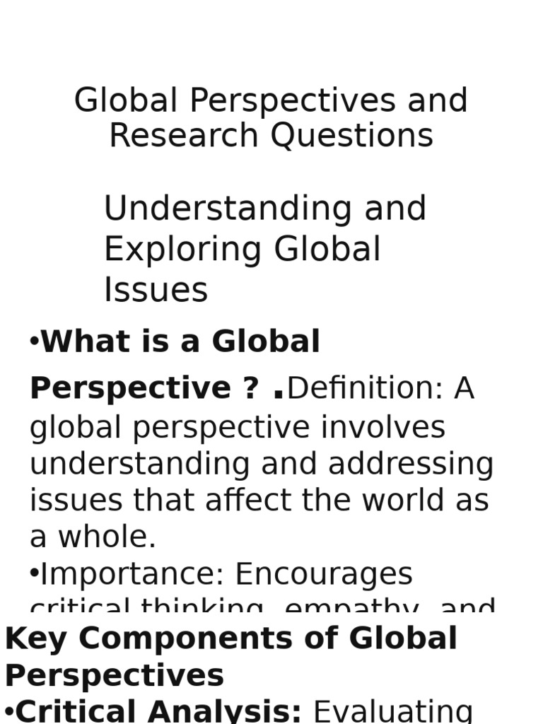 Global Perspectives in Research Questions | PDF