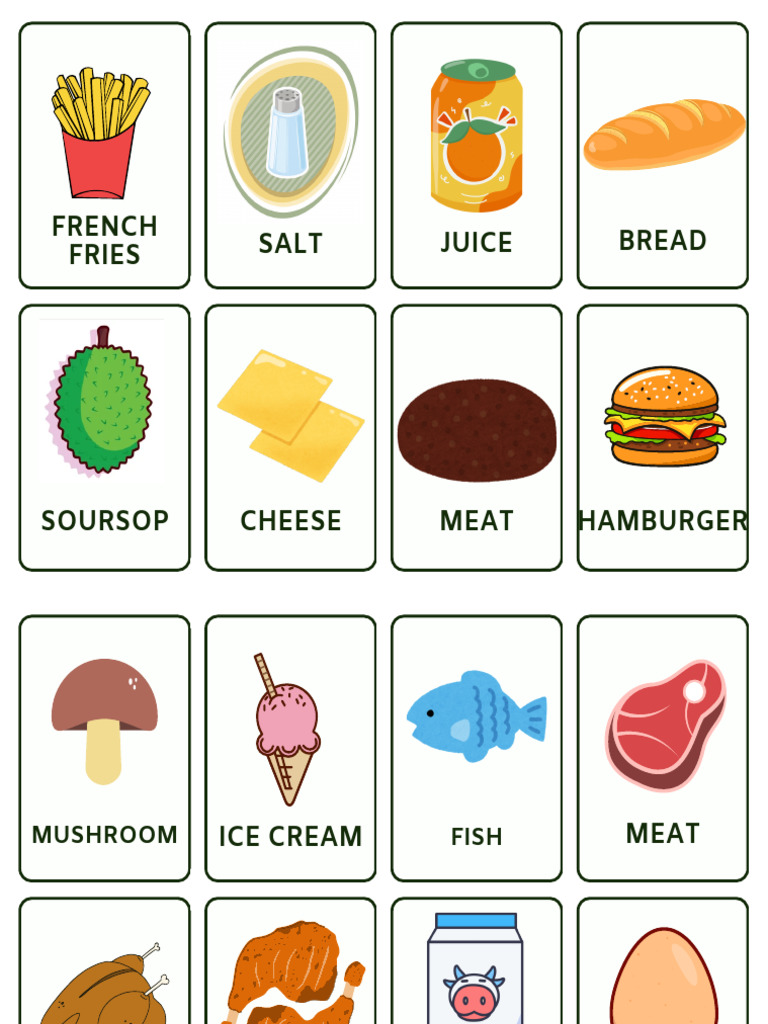 Flash Cards Alimentos | PDF