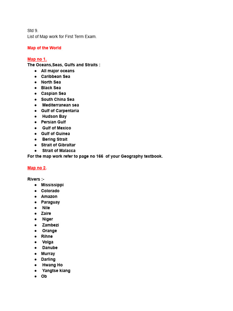 Map work std 9 | PDF