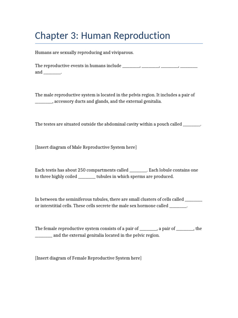 Human_Reproduction_NCERT_Style_Blanks | PDF