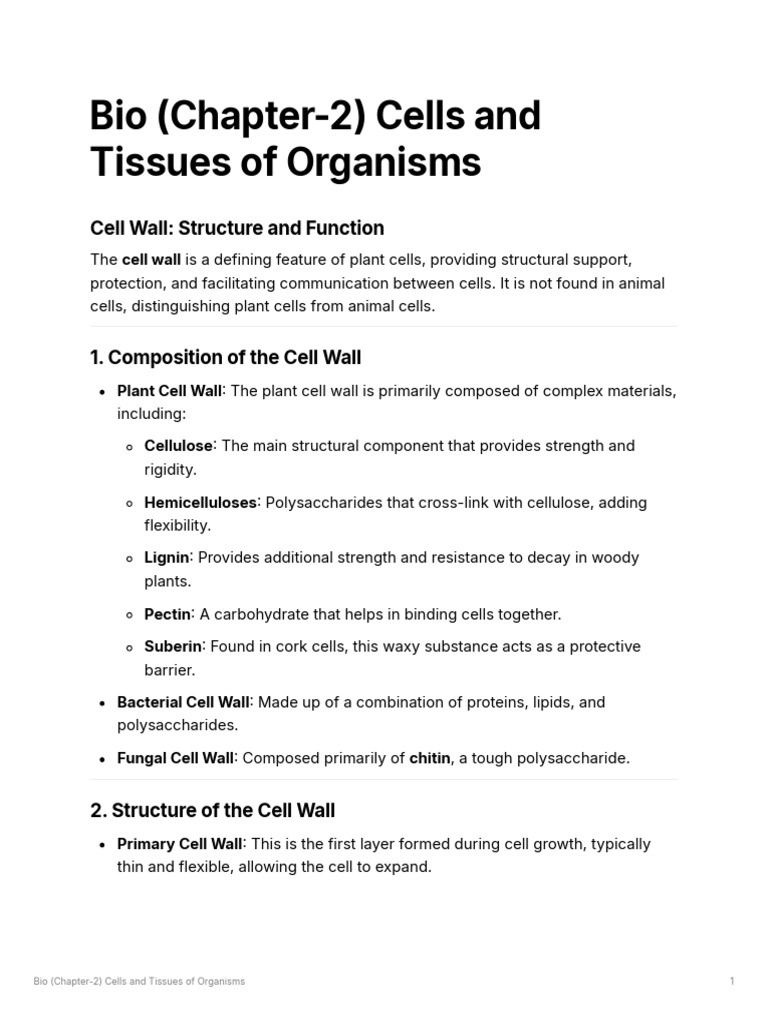 Bio (Chapter-2) Cells and Tissues of Organisms | PDF | Mitochondrion ...