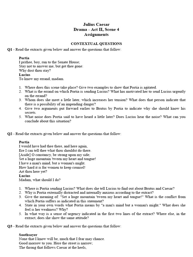 Assignments - Julius Caesar - Act - II - Scene - 04 | PDF