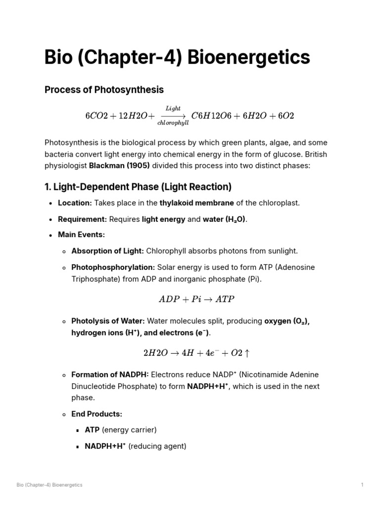 Bio (Chapter-4) Bioenergetics | PDF | Cellular Respiration | Adenosine ...