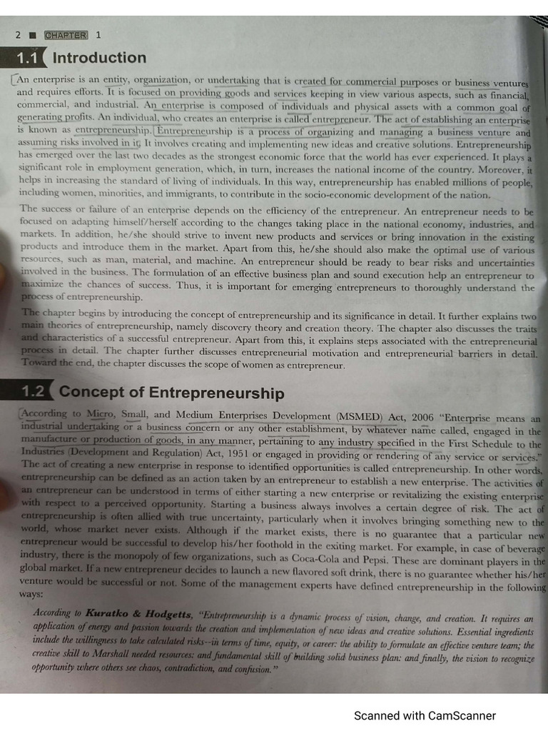 Entrepreneurship Notes | PDF