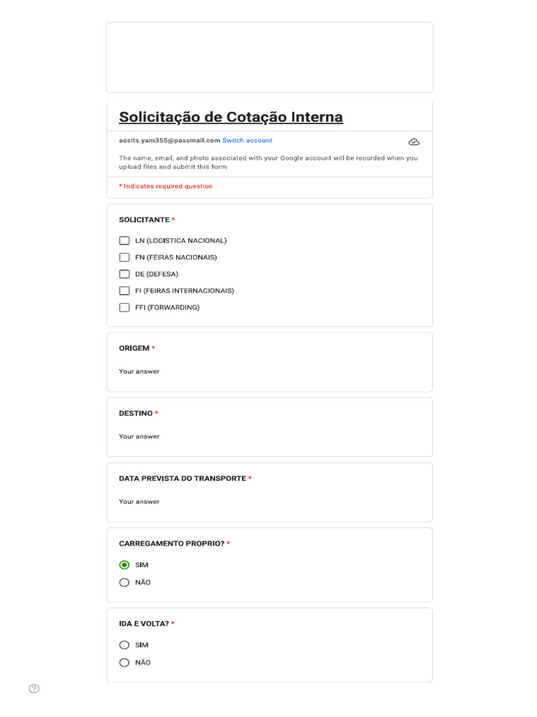 Formulario Cotacao | PDF