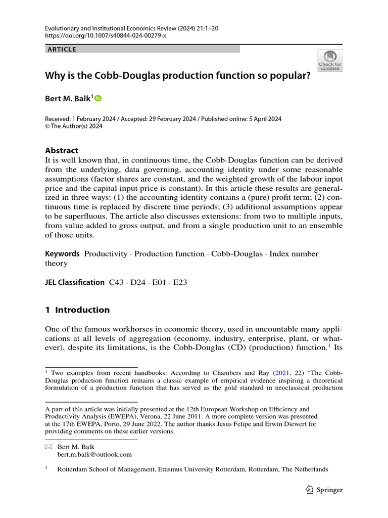Popularity of Cobb-Douglas Function | PDF | Production Function | Economics