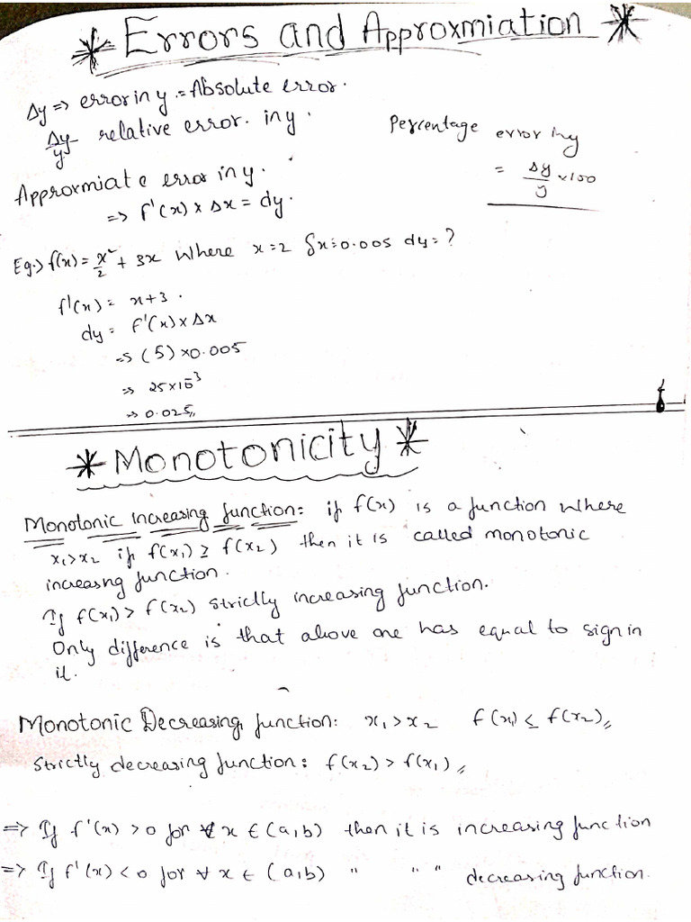 Monotonicity and Mean Value Theorem Short Note | PDF
