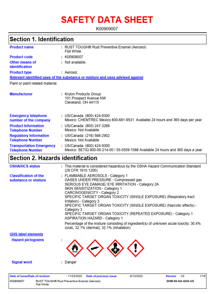 RUST TOUGH Rust Preventive Enamel (Aerosol) Flat White (Krylon Products ...