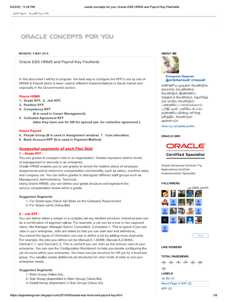 Oracle EBS HRMS and Payroll Key Flexfields | PDF