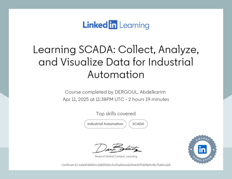 Certificate - Learning SCADA Collect Analyze and Visualize Data For ...