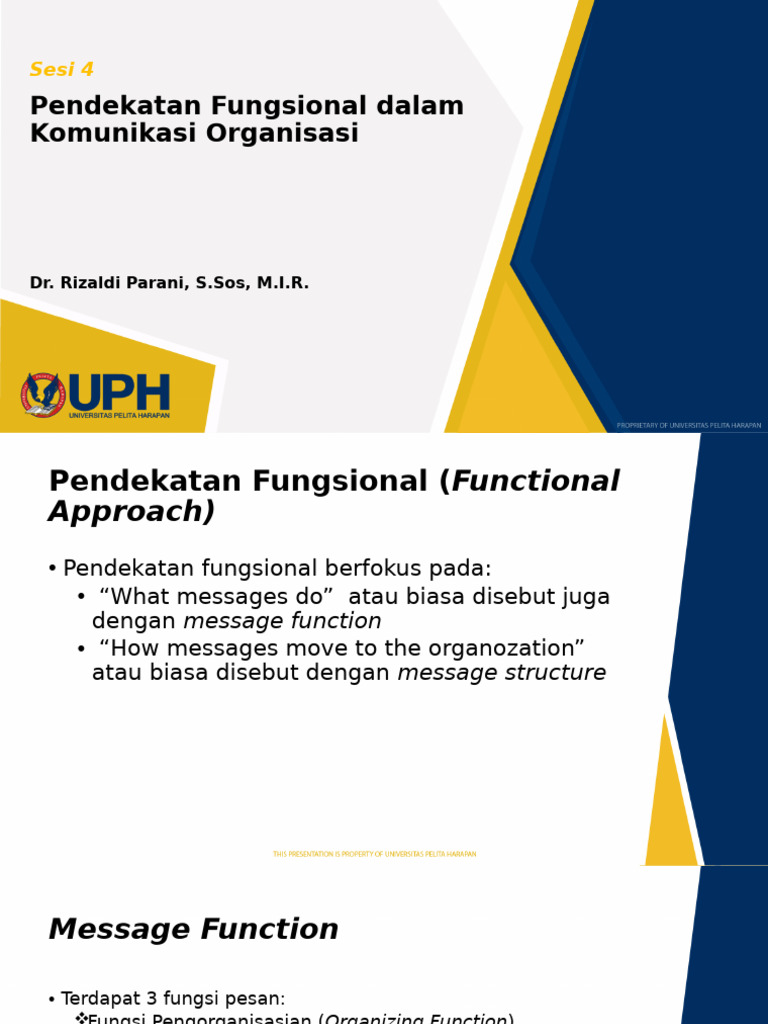 Sesi 4_Temp UPH_Pendekatan Fungsional dalam Komunikasi Organisasi | PDF