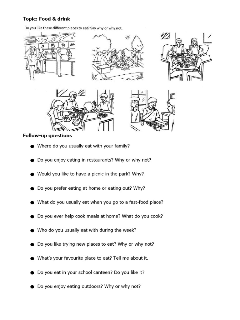 KET Part 2 Speaking Practice - Food and drink | PDF