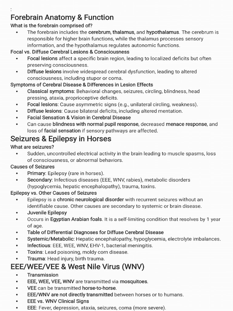 Cerebellar Disease Worksheet | PDF