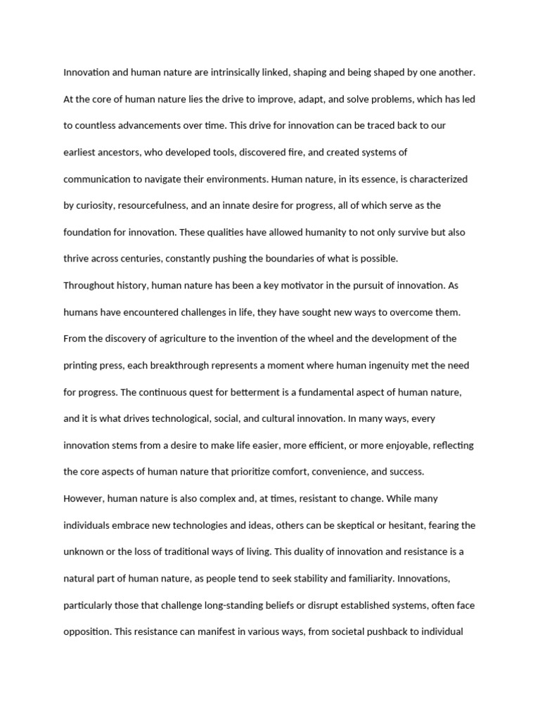 Innovation and Human Nature Are Intrinsically Linked | PDF | Innovation ...