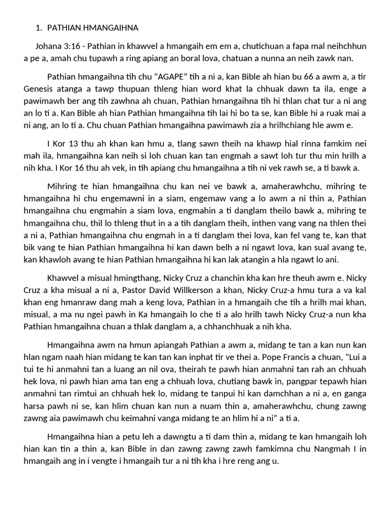 Pathian Hmangaihna Sermon Insights | PDF