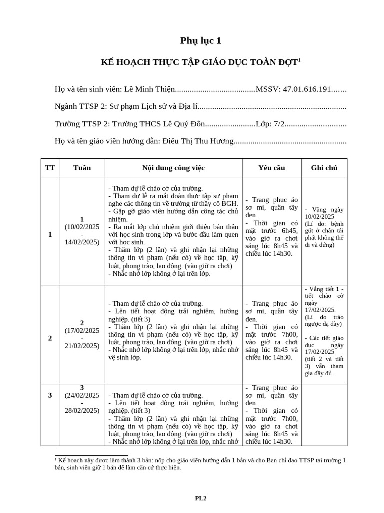 Phu Luc 1 KeHoachThucTapGiaoDuc ToanDot | PDF