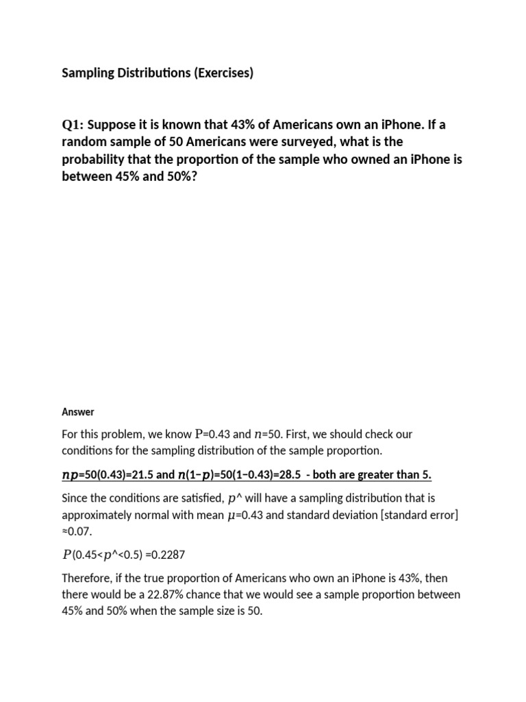 Worksheet Sampling Distribution 1 2 Pdf