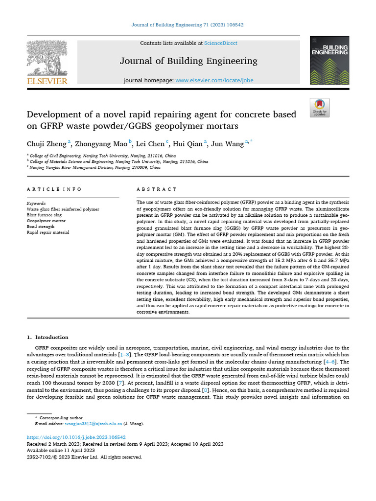 Development of A Novel Rapid Repairing Agent For Concrete Based | PDF ...