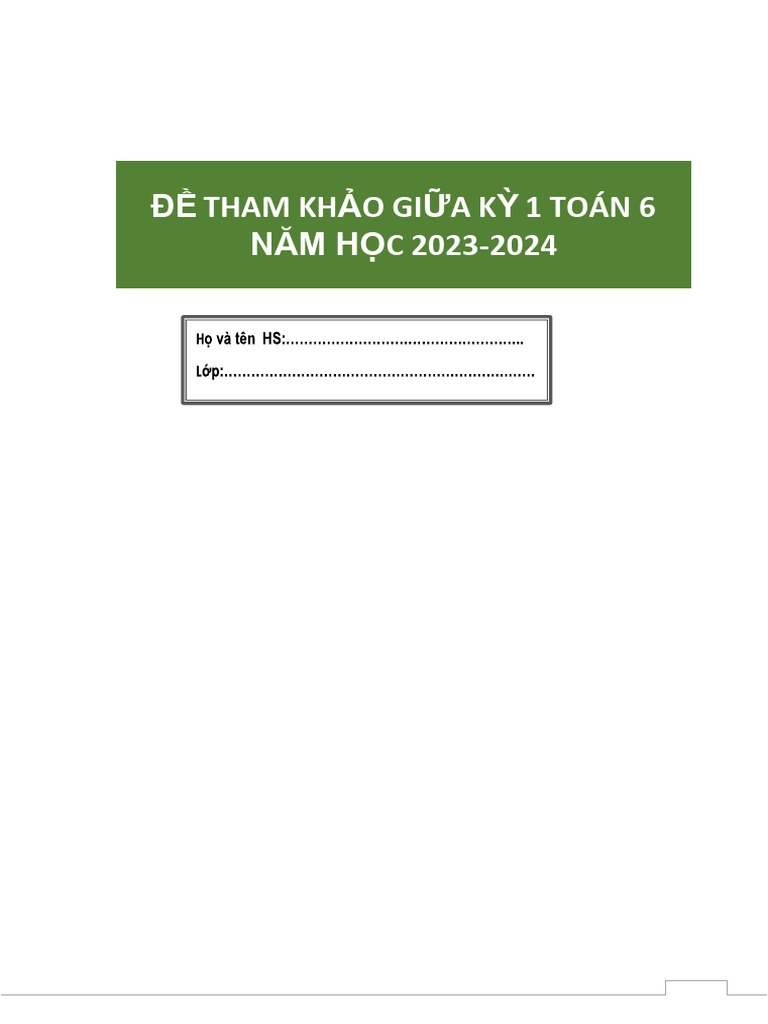 2023 2024 Đê Tham Khảo GKI-TOÁN | PDF