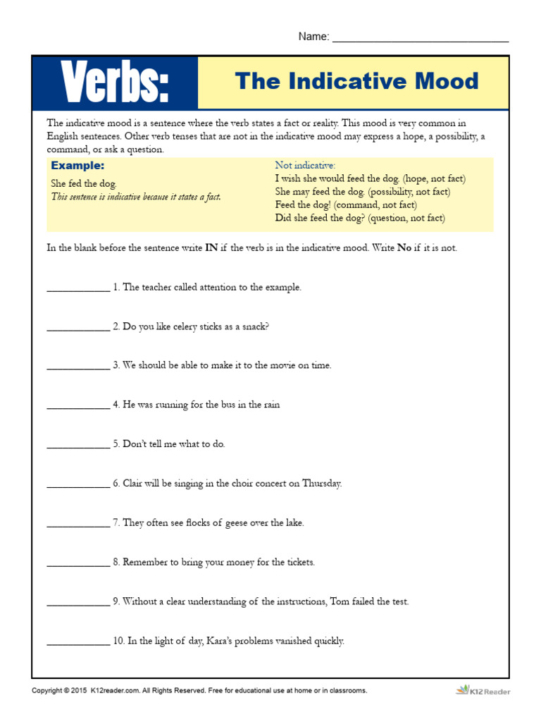 Verbs The Indicative Mood | PDF | Verb | Morphology
