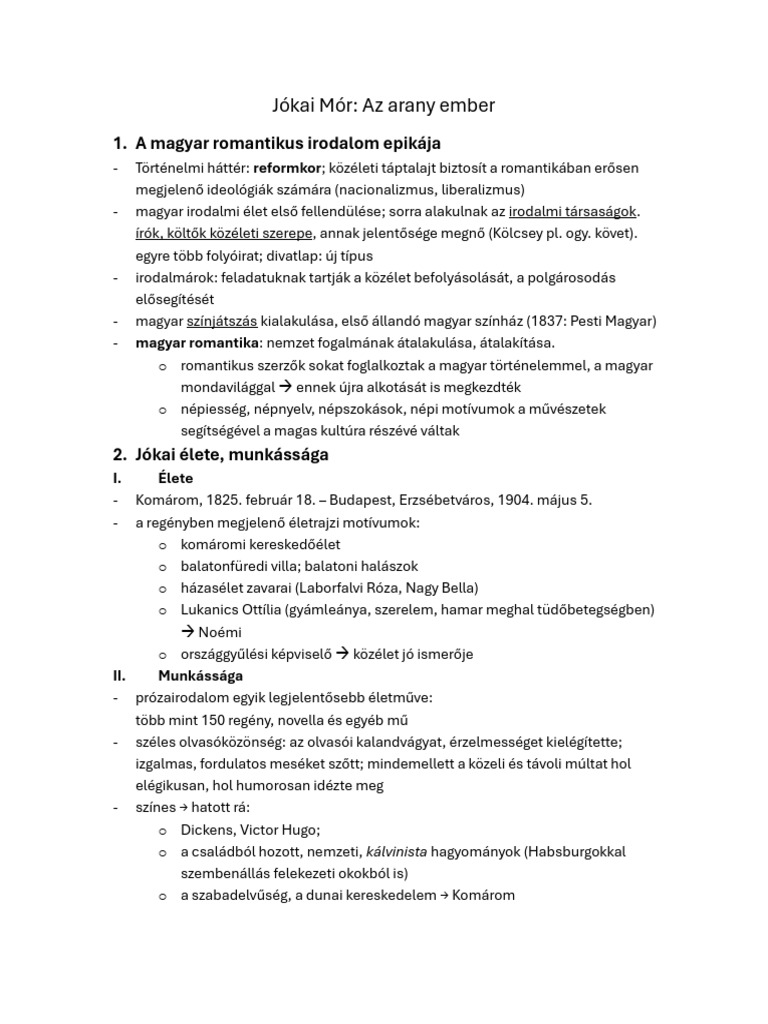 Jókai Mór: Az Arany Ember | PDF