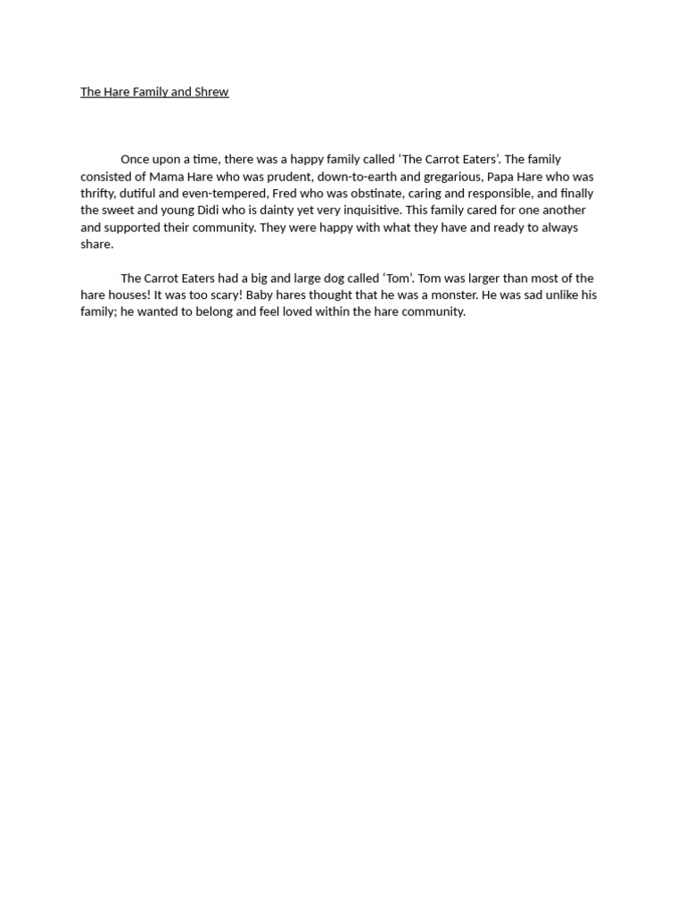 The Hare Family and Shrew | PDF