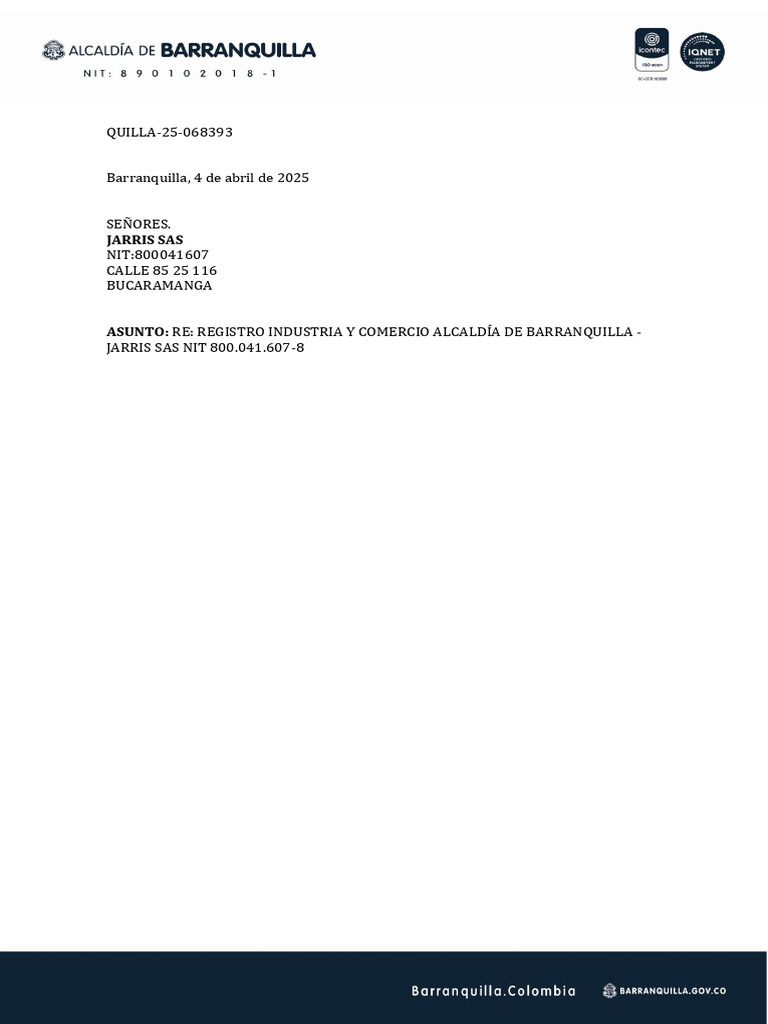 Registro Ind y Cio Barraqnuilla | PDF