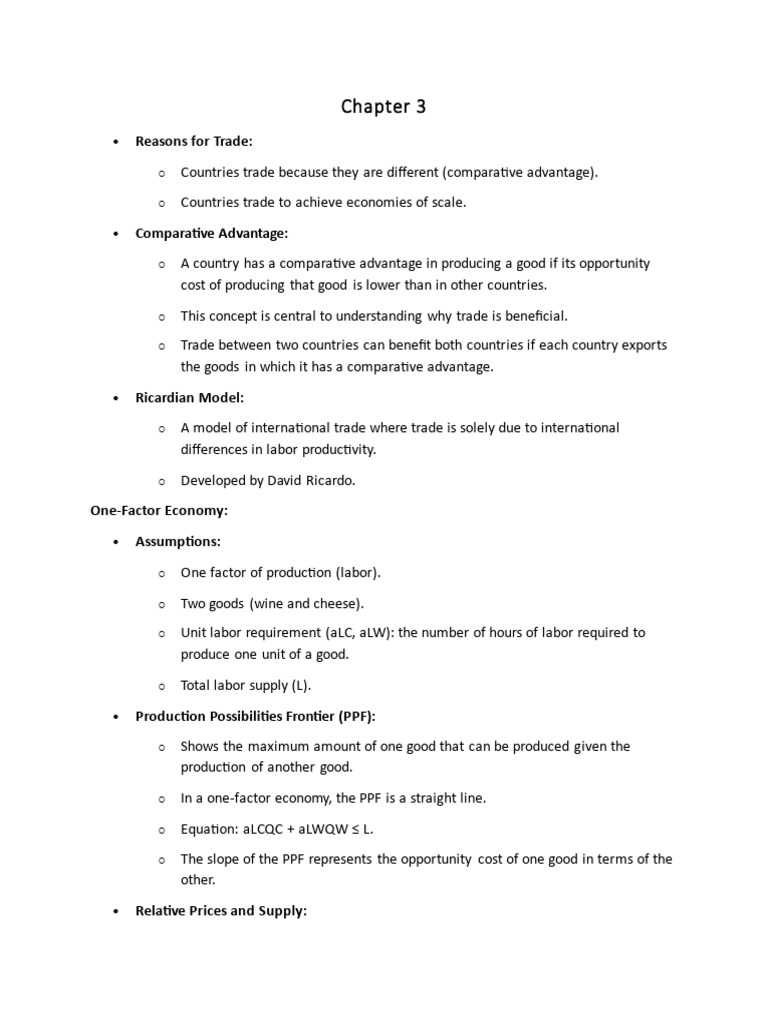 IBT Chapter 3 Summary | PDF | Comparative Advantage | Labour Economics