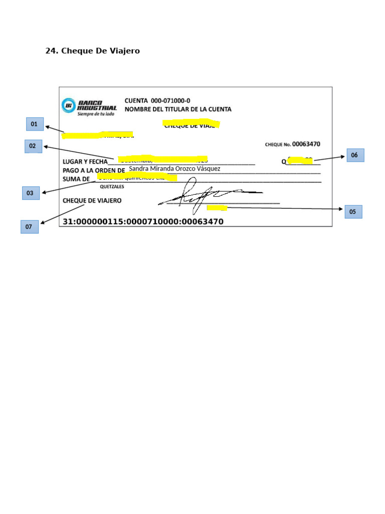 Ejemplo de Cheque de Viajero en Guatemala | PDF