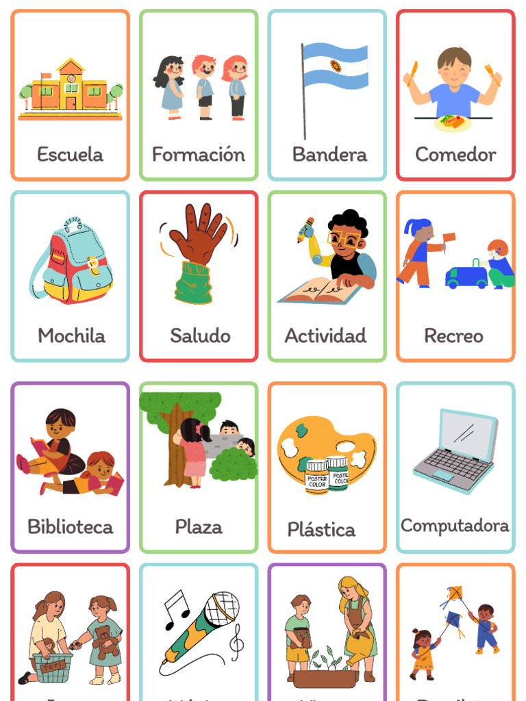 Colorido Objetos de La Escuela Simple Dibujado A Mano Tarjetas ...