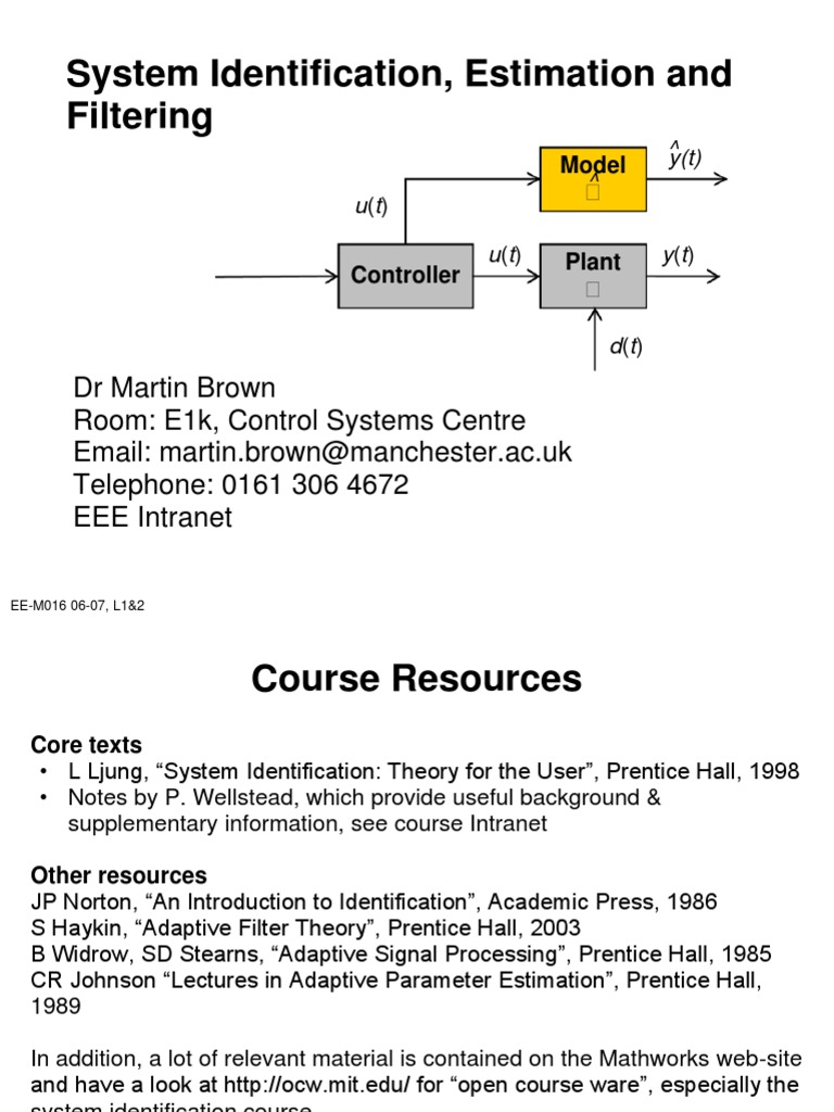 System Identification, Estimation and Filtering | PDF | Discrete Time ...