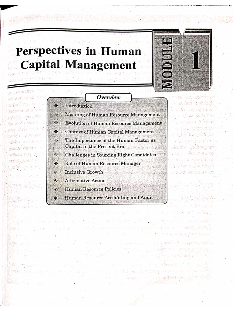 HCM Chapter 1 - Perspectives in Human Capital Management | PDF