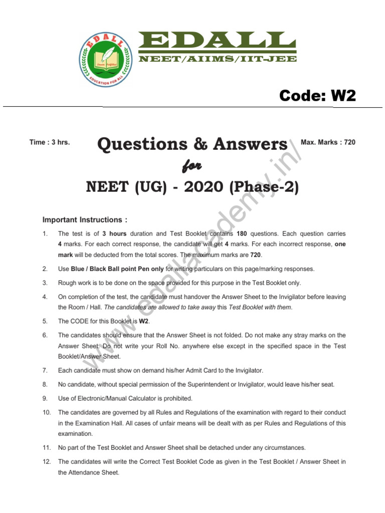 Neet 2020 Covid19 as Phase II | PDF | Lanthanide | Chemistry