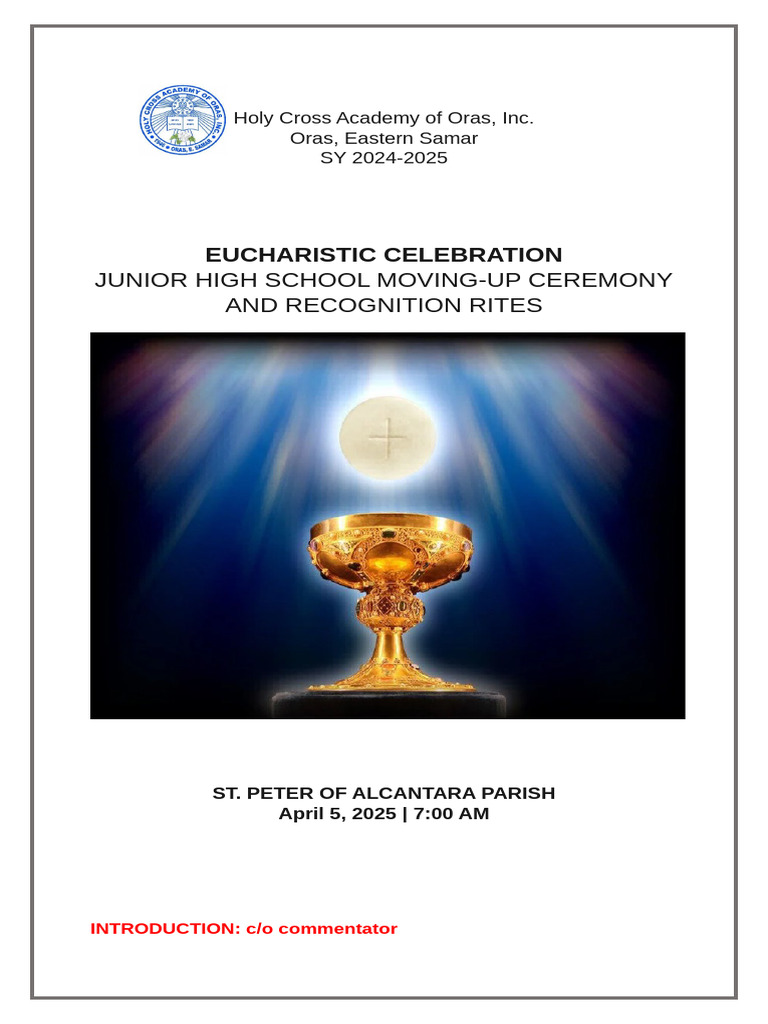 Holy Cross Academy Moving-Up Ceremony 2025 | PDF | Jesus | Eucharist